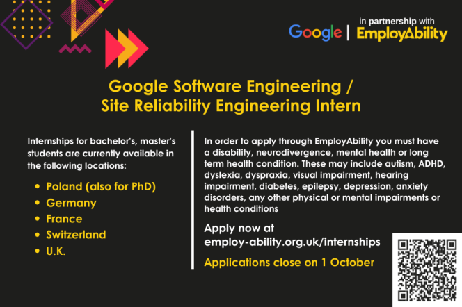 Google Software Engineering / Site Reliability Engineering Intern, 2026 - Poland | Gdańsk ...